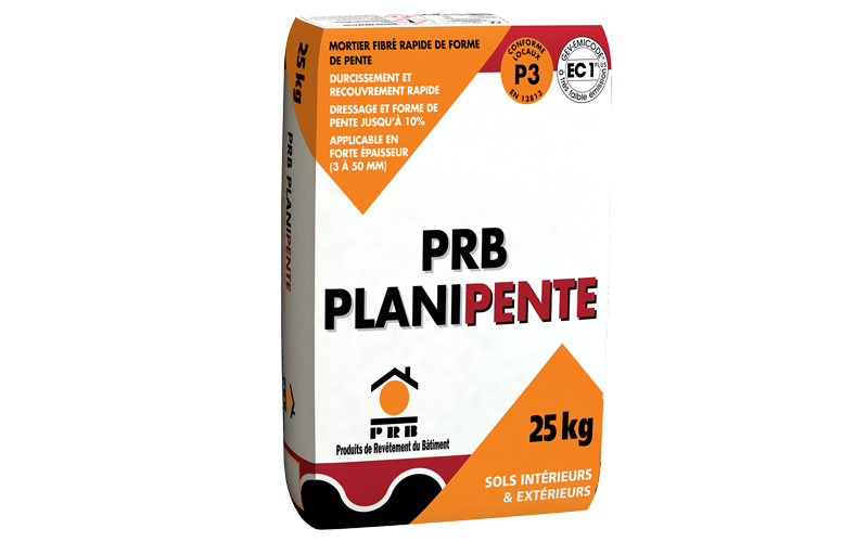 PRB PLANIPENTE, Mortier fibré rapide de forme de pente