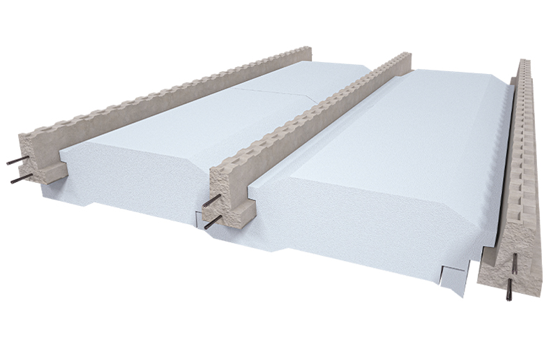 Systèmes de plancher : poutrelles en béton précontraint et entrevous en PSE