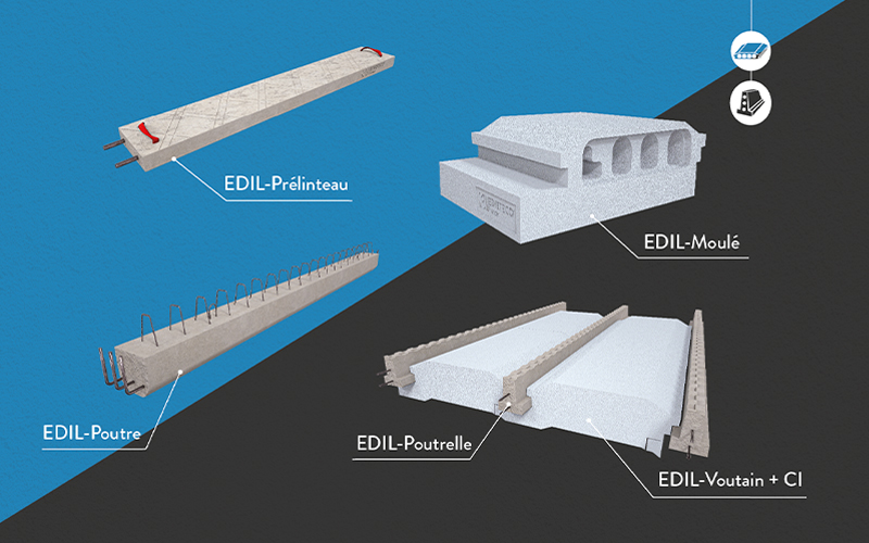 Systèmes de plancher : poutrelles en béton précontraint et entrevous en PSE